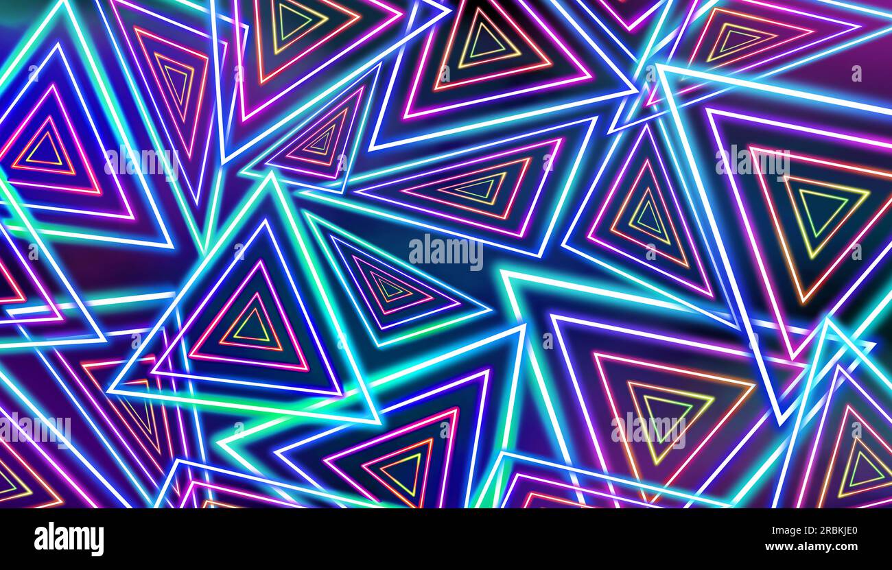 Neon geometric pattern on colorful background. Banner design Stock ...