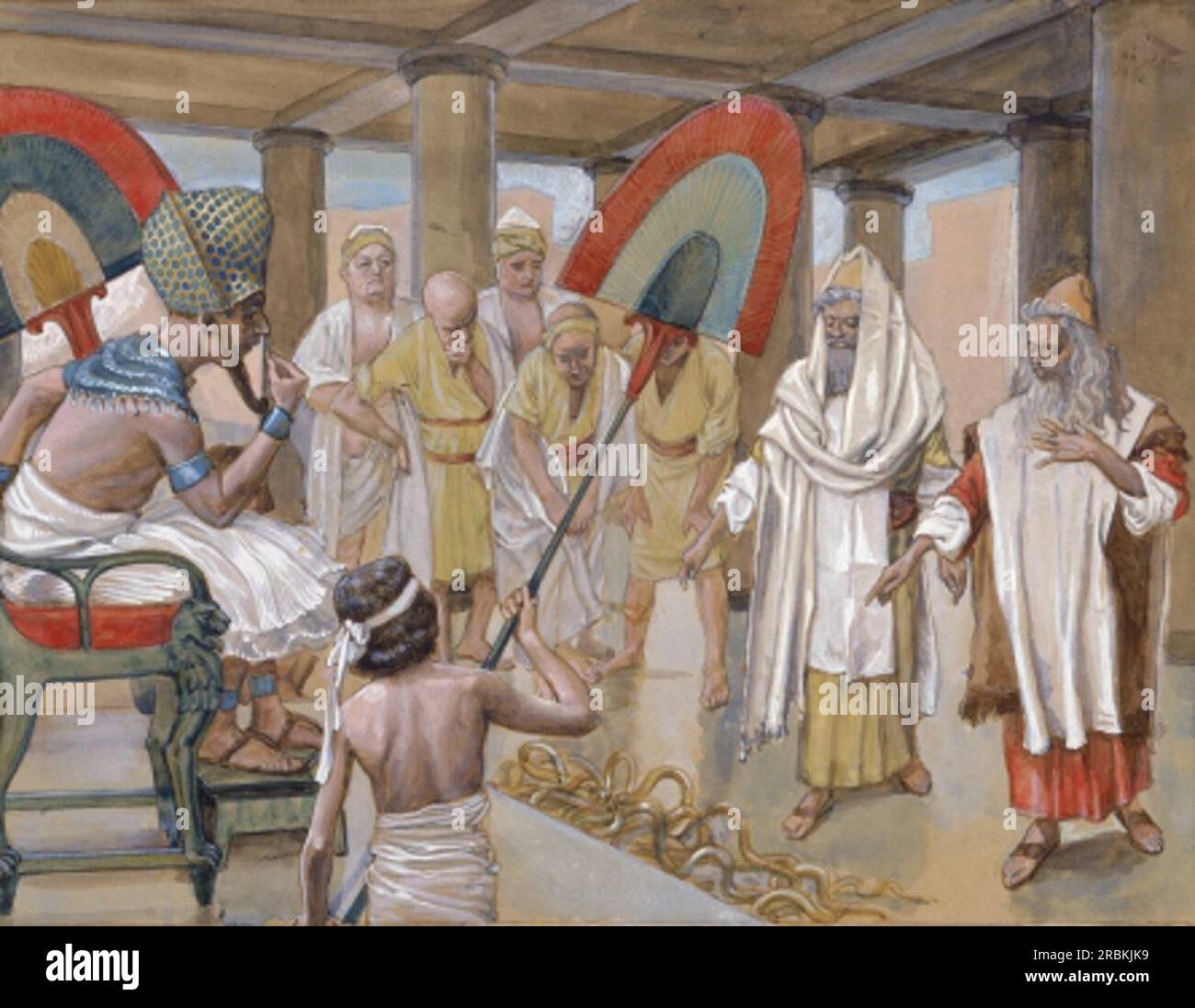 The Rod of Aaron Devours the Other Rods 1902 by James Tissot Stock ...