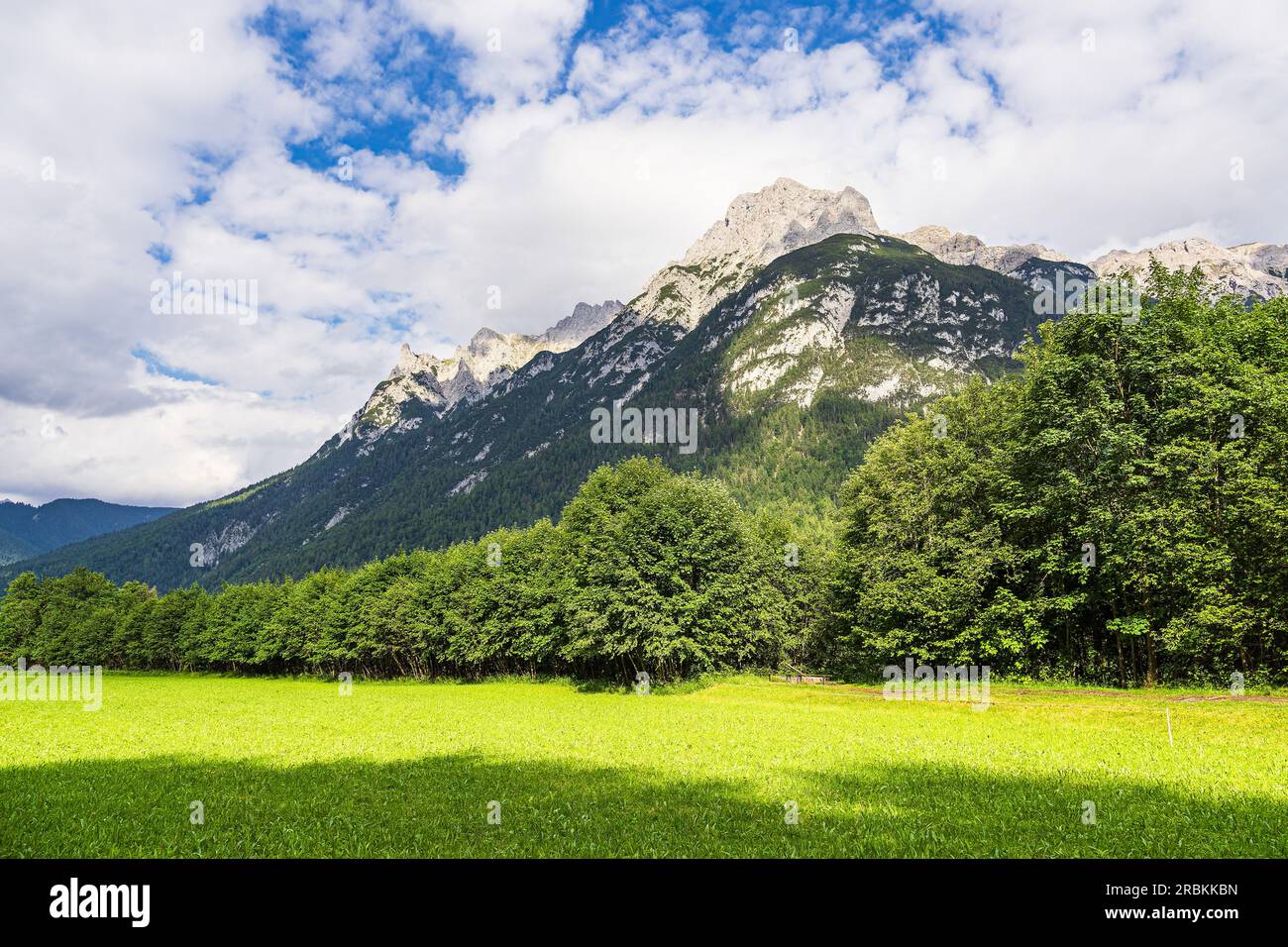 View of the Karwendel mountains near Mittenwald, Germany Stock Photo ...