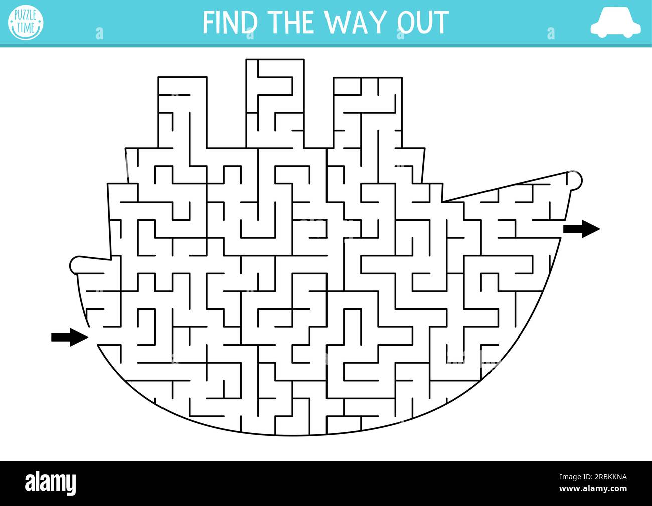 Transportation geometrical maze for kids. Preschool printable activity ...