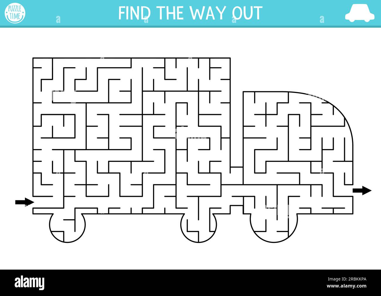 Transportation geometrical maze for kids. Preschool printable activity ...