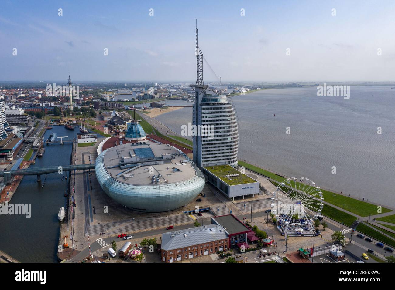 Aerial view of the Havenwelten port area with Klimahaus Bremerhaven and ...