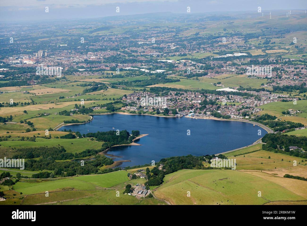 An aerial view of Hollingworth lake and Country Park, near Rochdale ...