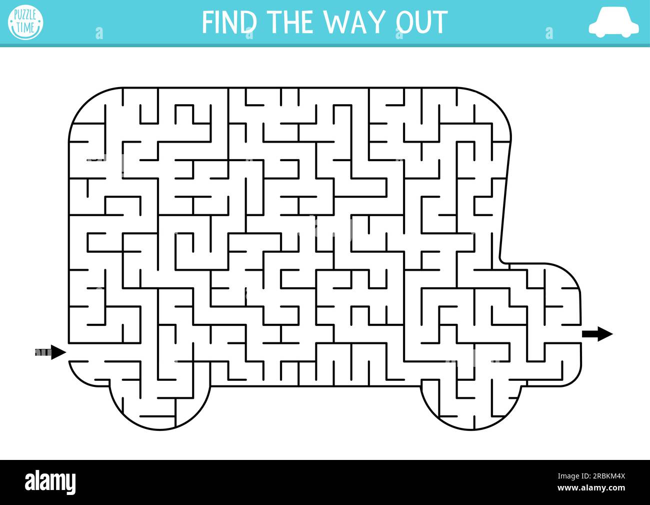 Transportation geometrical maze for kids. Preschool printable activity ...