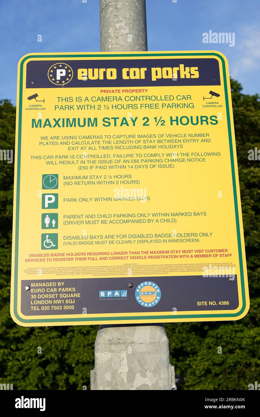 Euro car parks sign Stock Photo - Alamy