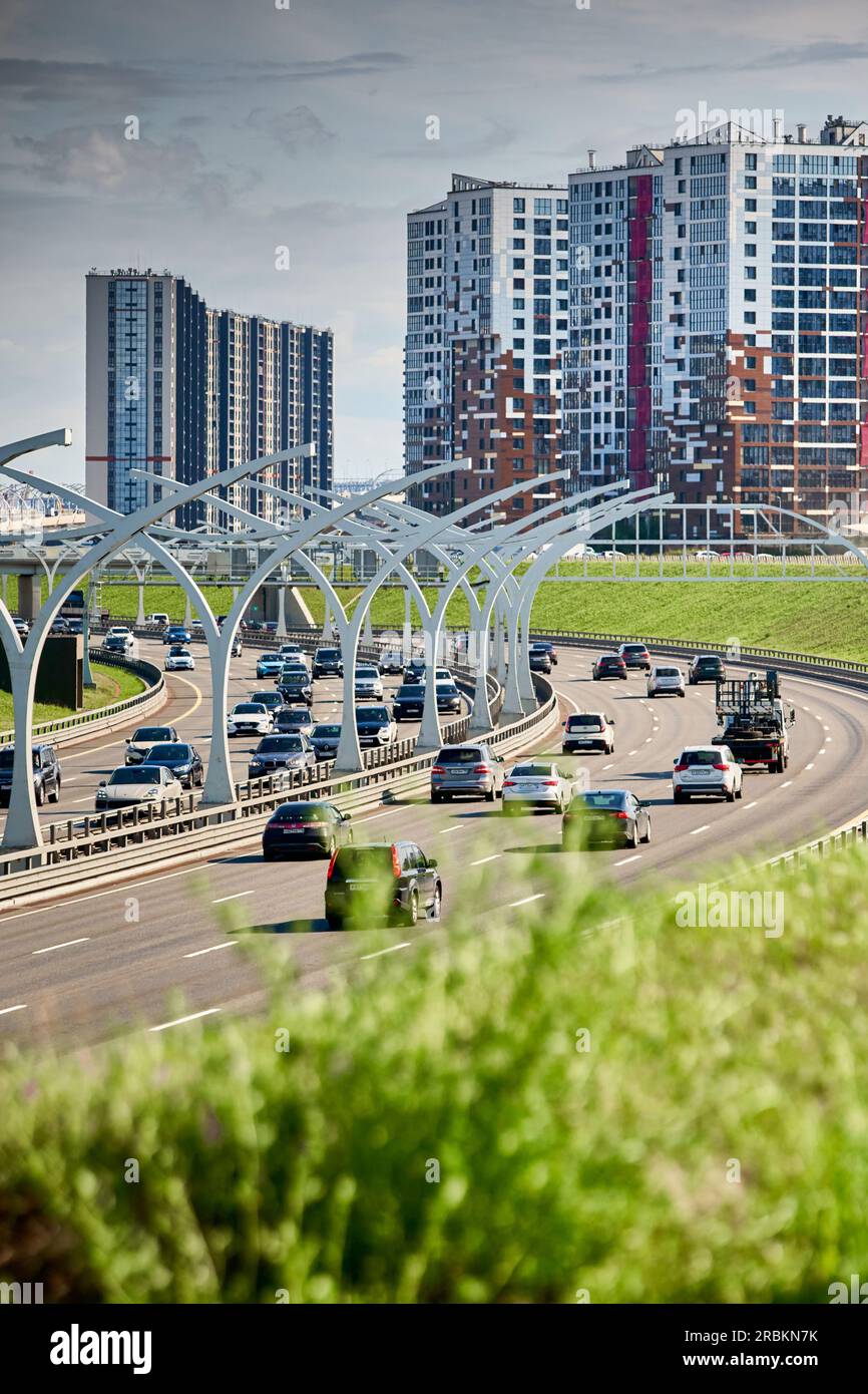 Russia, St.Petersburg, 07 July 2023: Expressway of the western high ...