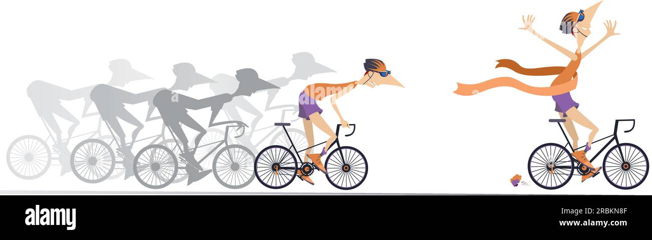 Illustration of cycling race. Cyclists in competition. Winner. Cyclist ...