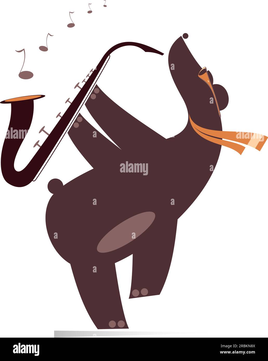 Funny bear a saxophonist illustration. Cartoon bear playing music on ...
