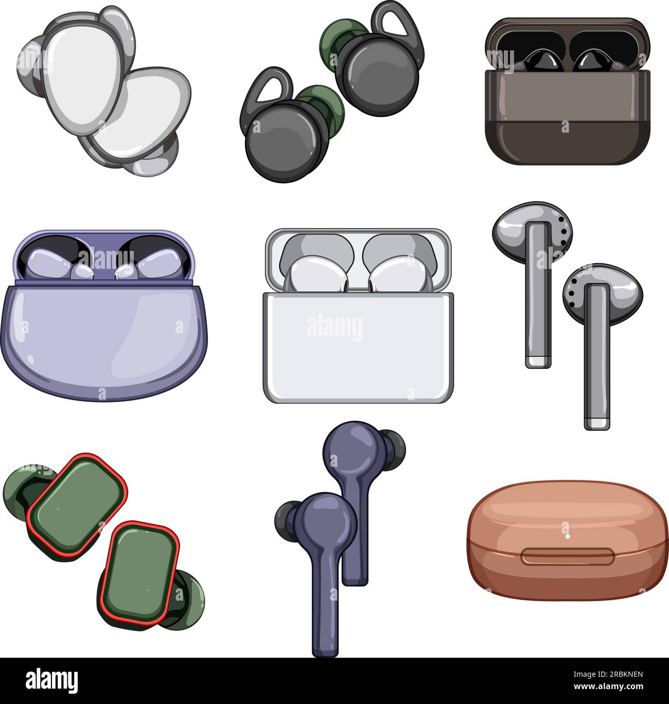 headphones wireless set cartoon vector illustration Stock Vector Image ...