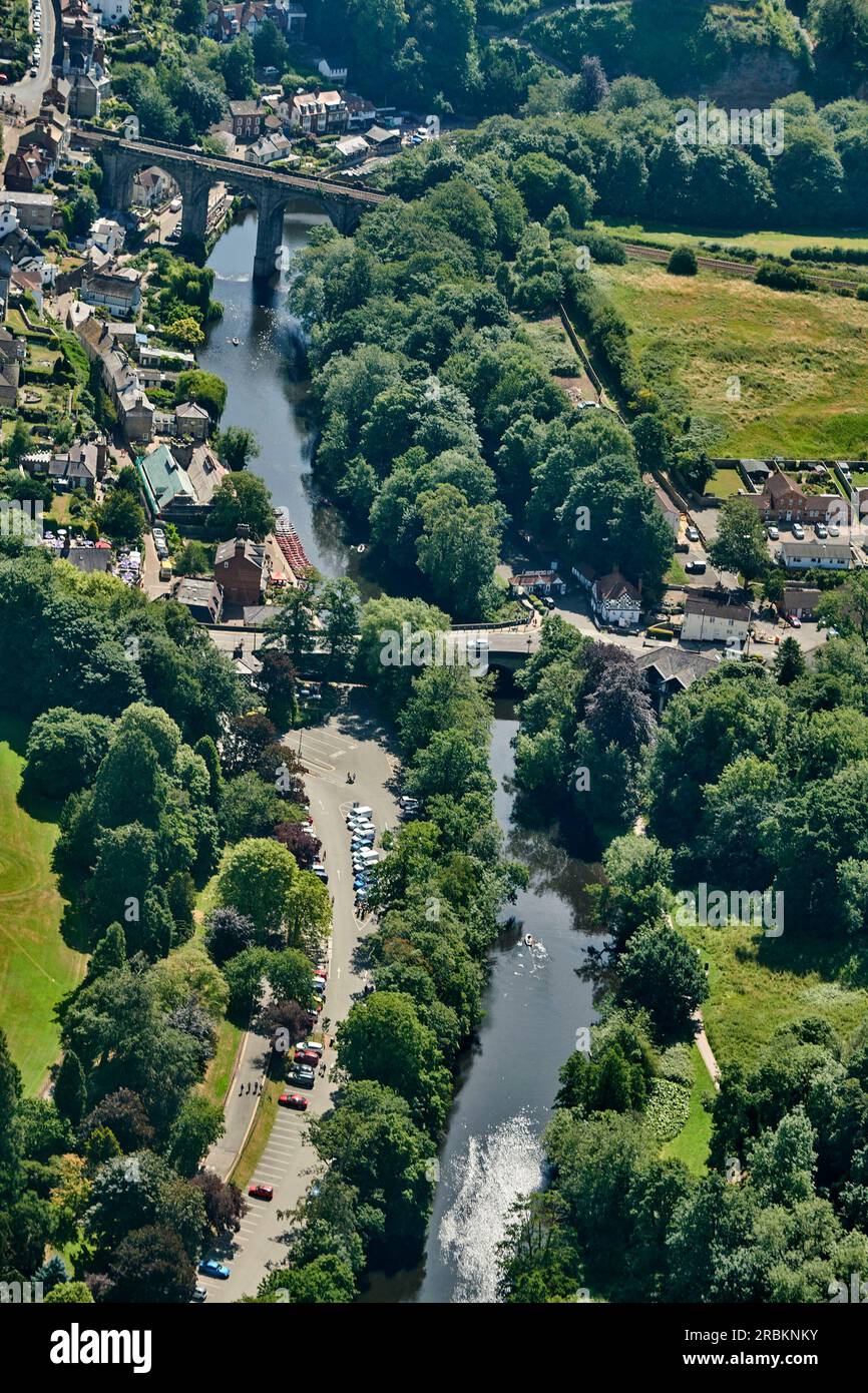 An aerial photograph of the historic town of Knaresborough, north ...