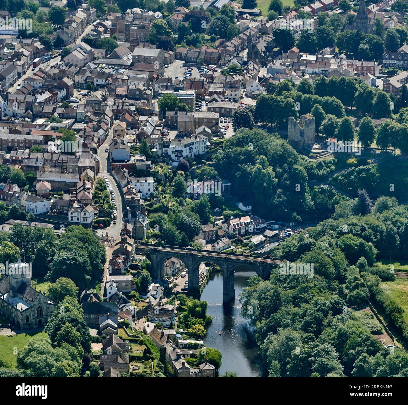 An aerial photograph of the historic town of Knaresborough, north ...