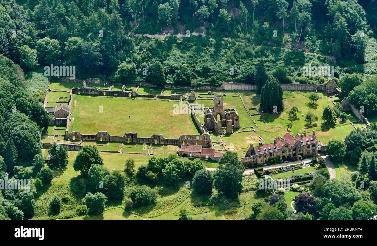 An aerial image of Mount Grace Priory, near Northallerton, North ...