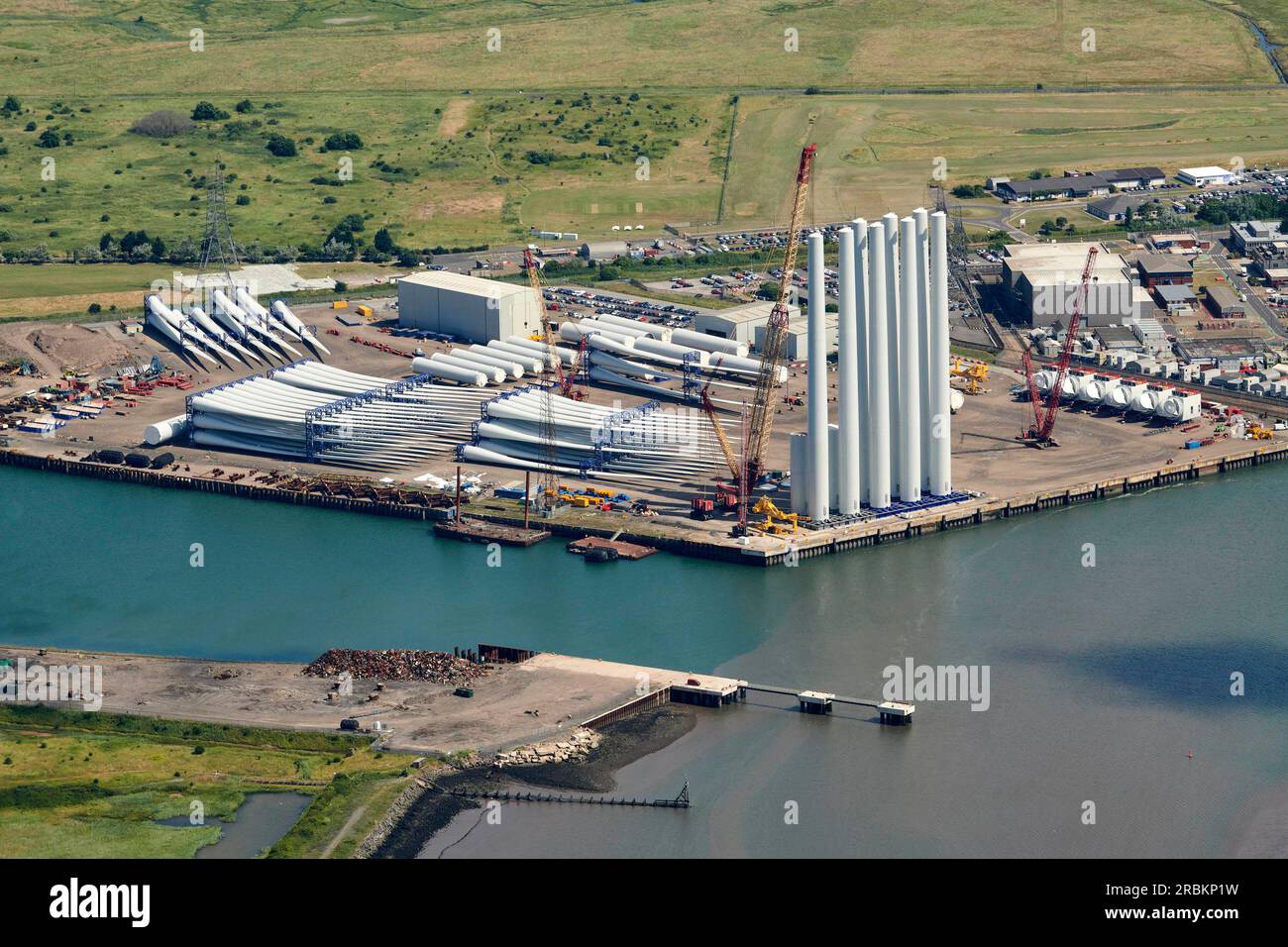 An aerial image of Wind Farm Turbine production site at Seal Sands ...