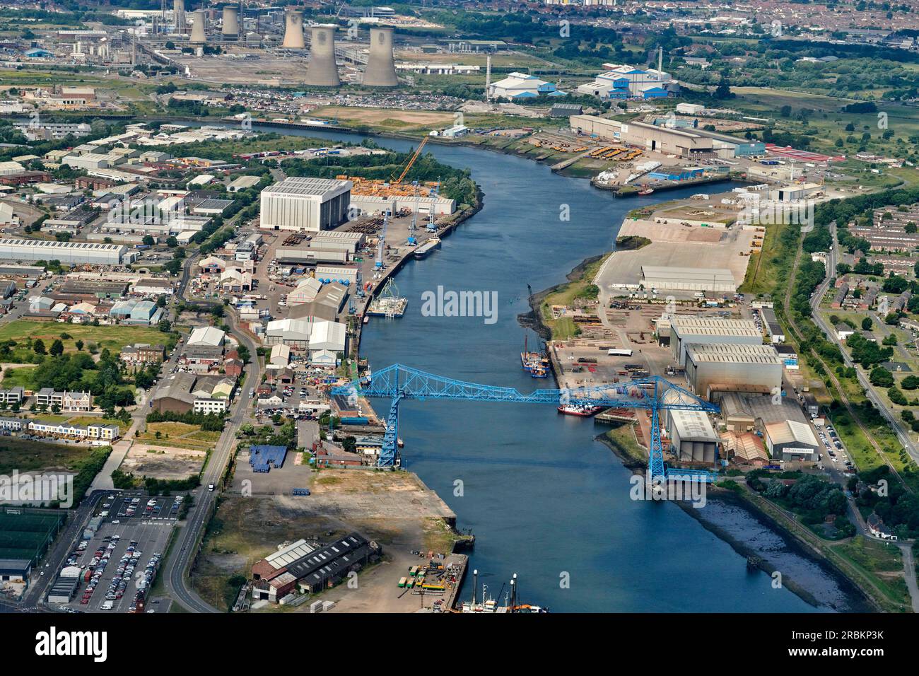 An aerial image of Middlebrough port on the river Tees, Teeside, north ...