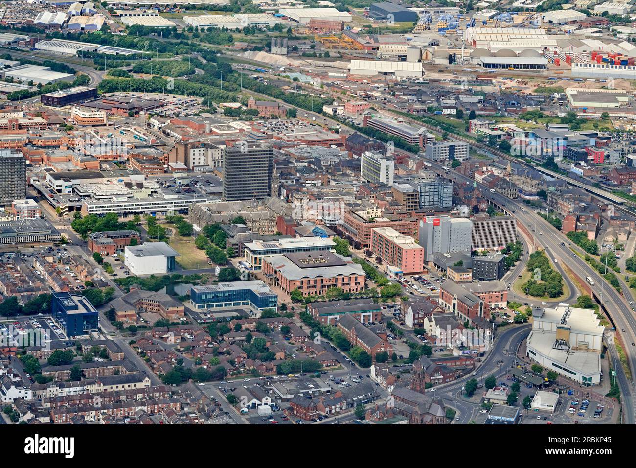 An aerial image of Middlebrough town centre, Teeside, north East ...