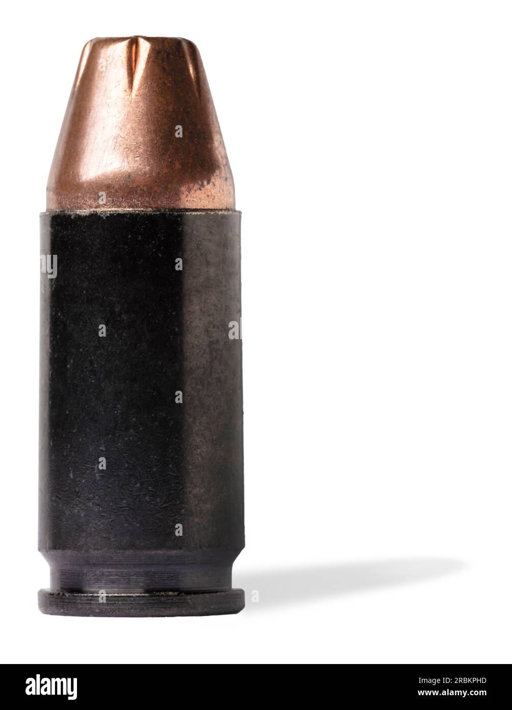 hollow point bullet on 9 mm ammunition with a black case Stock Photo ...