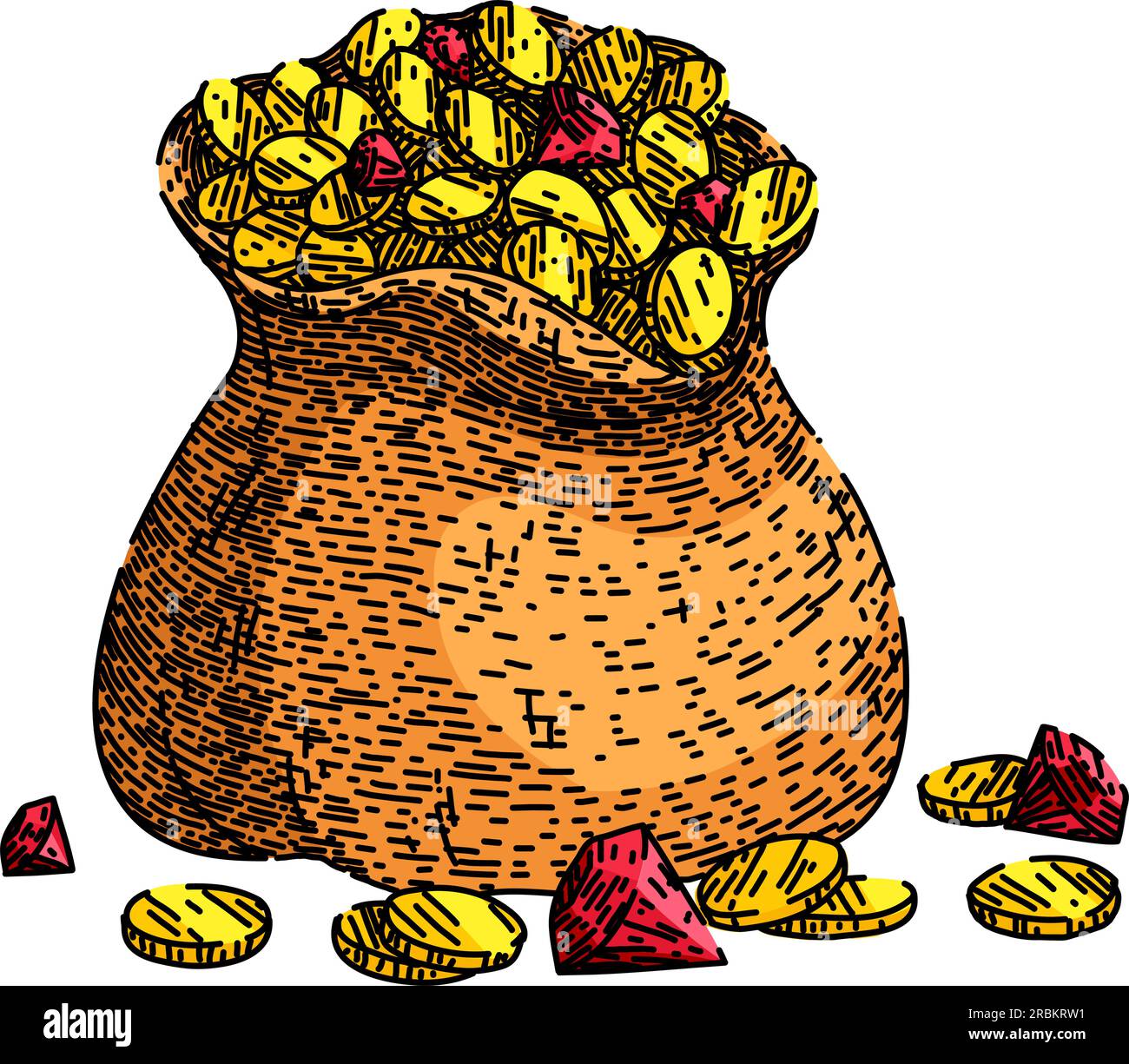 bag treasure gold sketch hand drawn vector Stock Vector Image & Art - Alamy