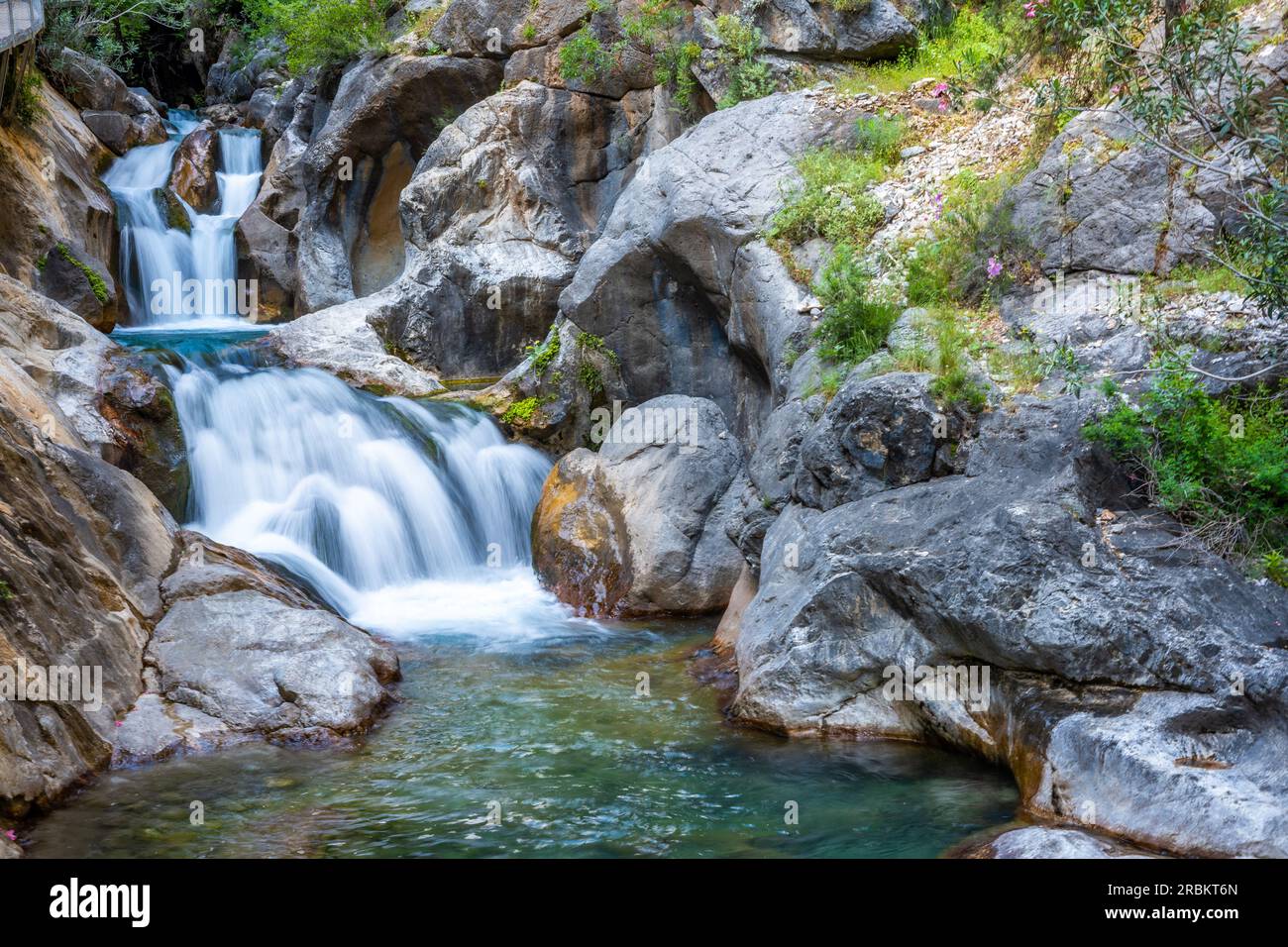Sapadere canyon with cascades of waterfalls in the Taurus mountains ...