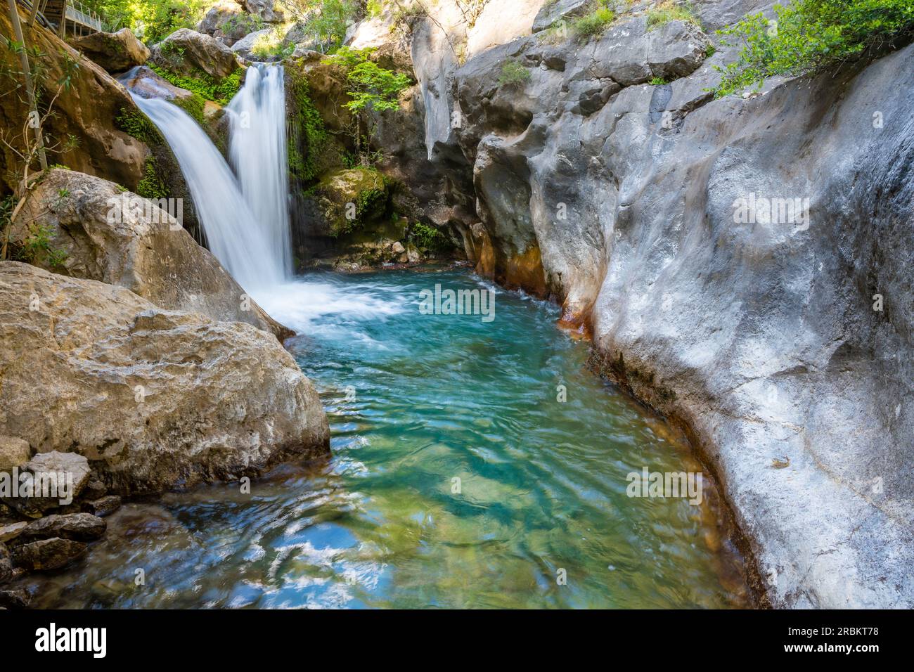 Sapadere canyon with cascades of waterfalls in the Taurus mountains ...