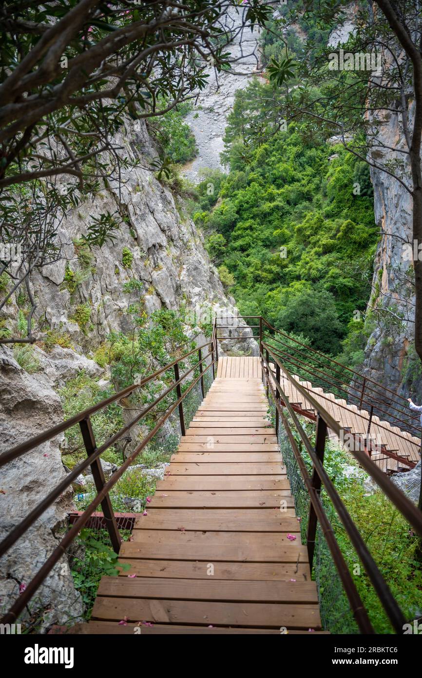 Sapadere canyon with wooden paths in the Taurus mountains near Alanya ...