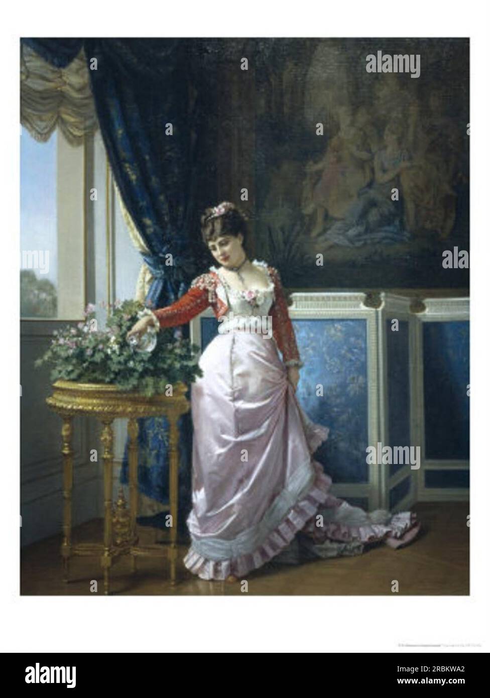 Watering the Flowers by Auguste Toulmouche Stock Photo - Alamy