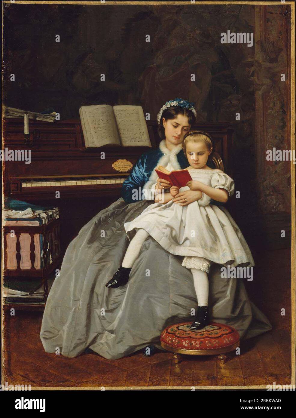 Reading lesson 1865 by Auguste Toulmouche Stock Photo - Alamy