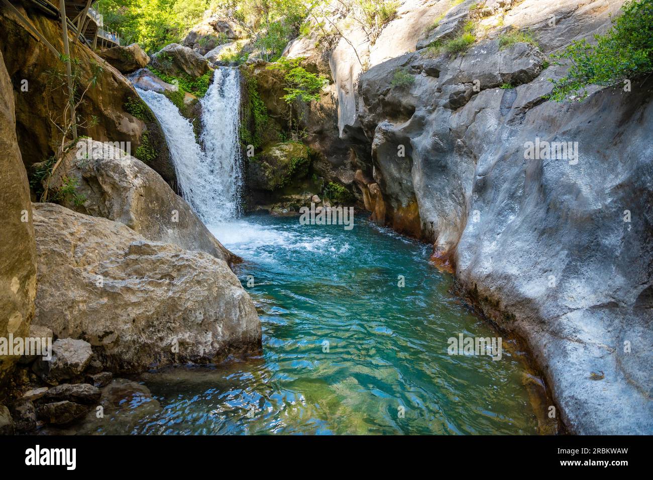 Sapadere canyon with cascades of waterfalls in the Taurus mountains ...