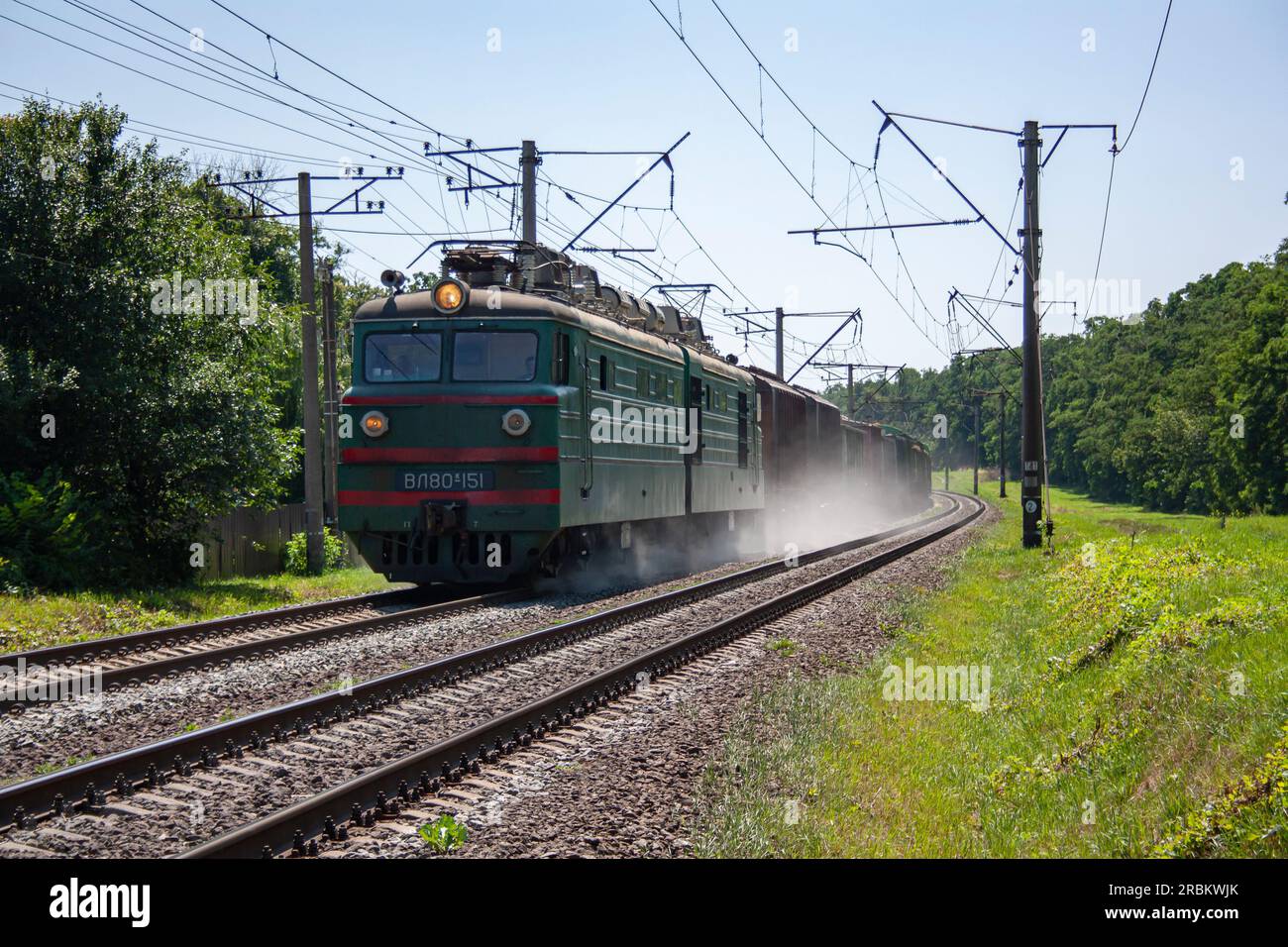 freight train with friendly crew Stock Photo - Alamy