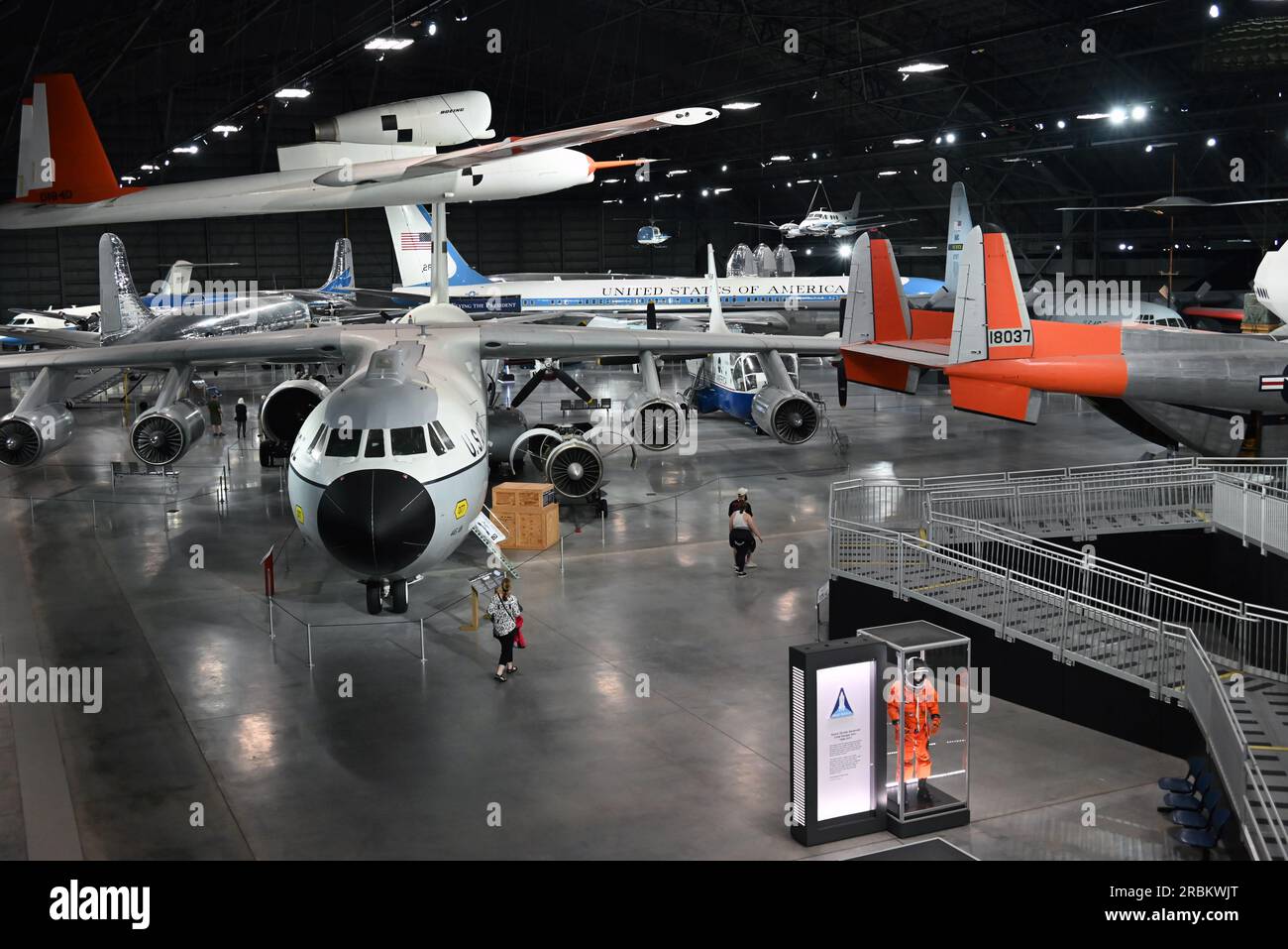 Looking down at the aircraft in the Presidential Hanger at the US Air Force National Museum in ...