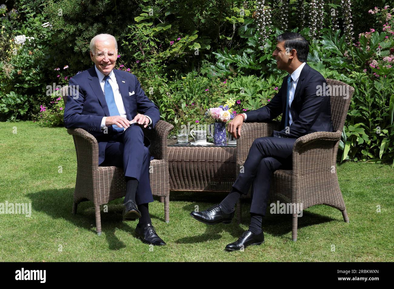 US President Joe Biden with Prime Minister Rishi Sunak during their ...