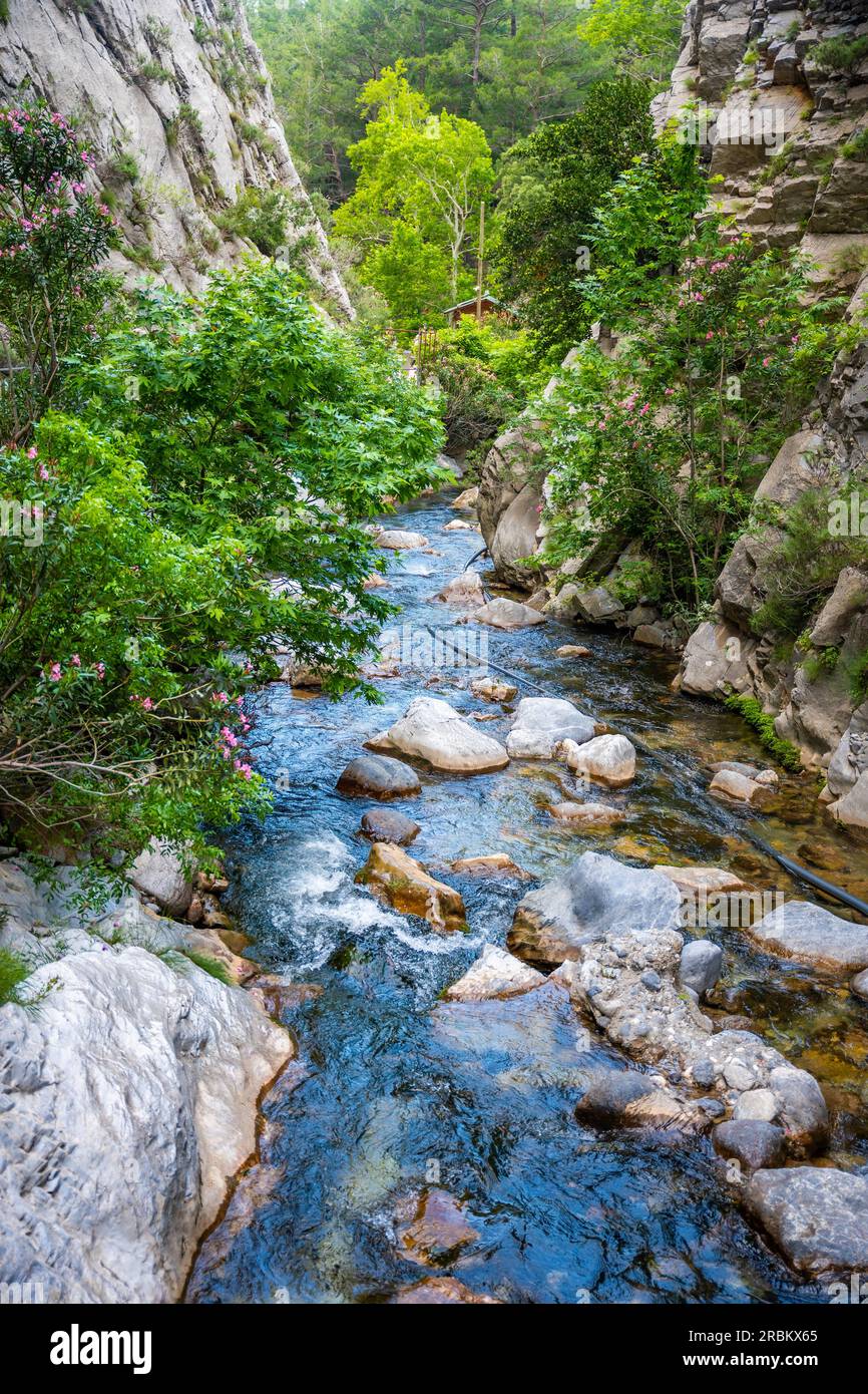 Sapadere canyon with cascades of waterfalls in the Taurus mountains ...