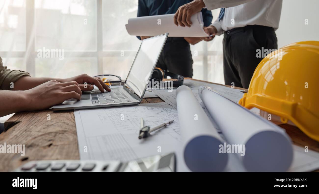 Construction concept of meeting engineers team or architects for ... Construction concept of meeting engineers team or architects for ...