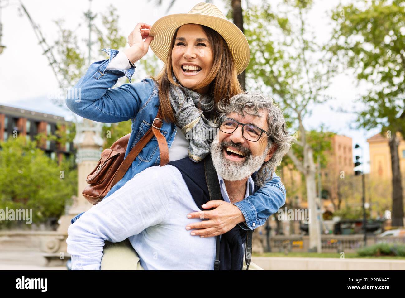 Happy married senior couple enjoying summer vacation together in ...