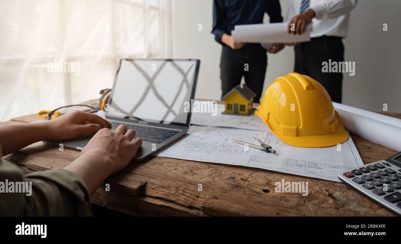 Construction concept of meeting engineers team or architects for ...