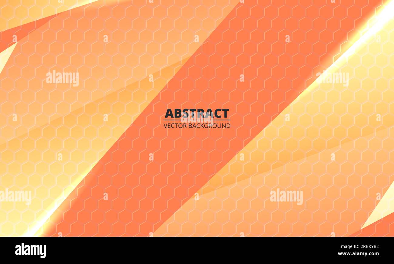 Orange 3d hexagonal technology vector abstract background. Hexagon texture grid. Honeycomb ...