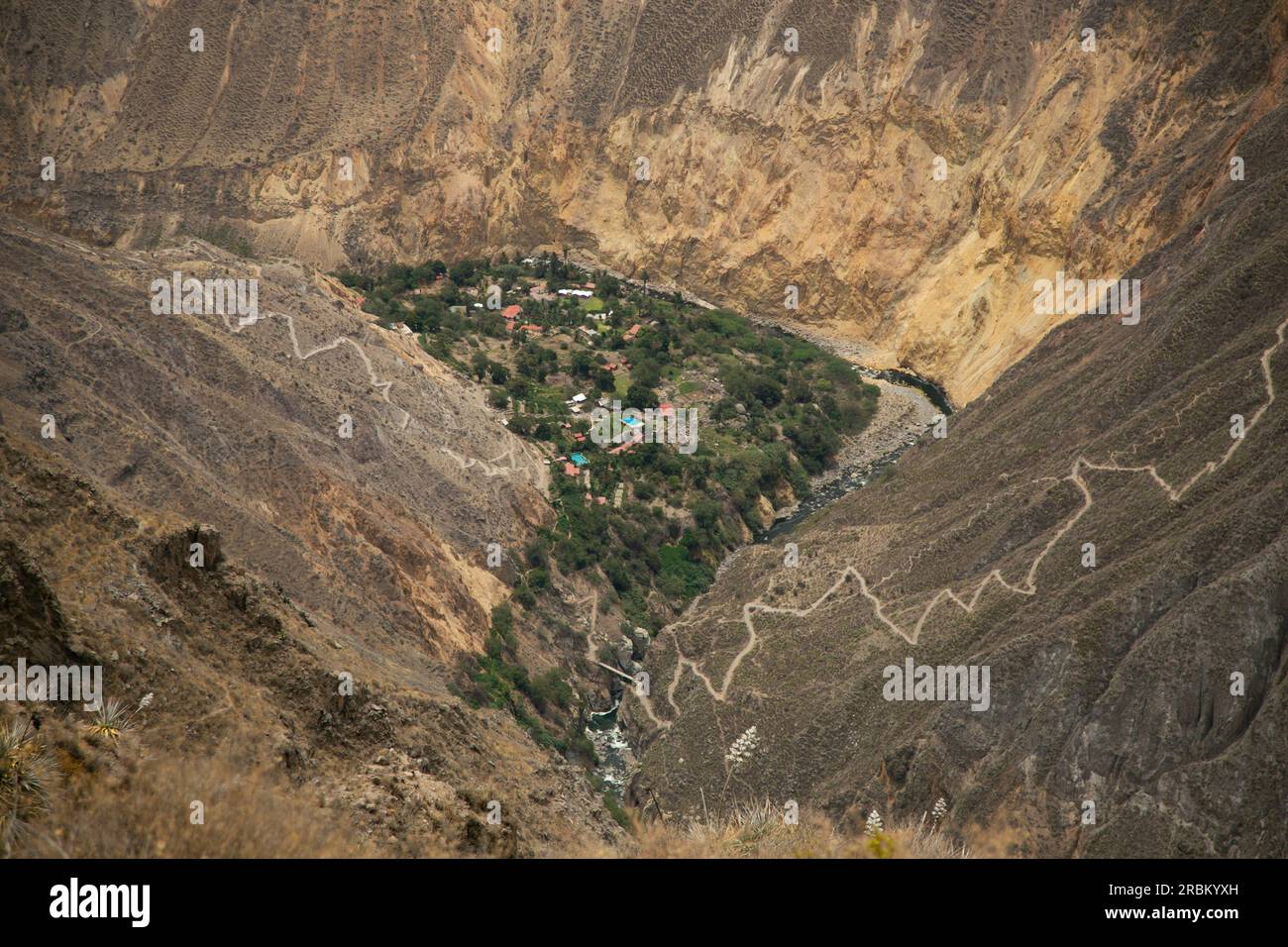 Hike through the Colca Canyon following the route from Cabanaconde to ...