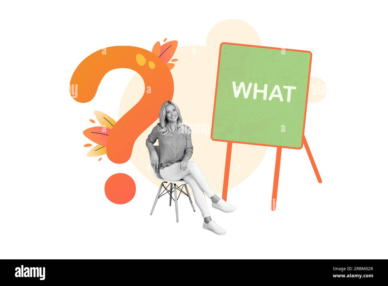 Poster artwork minimal painted 3d collage of positive charming lady ...