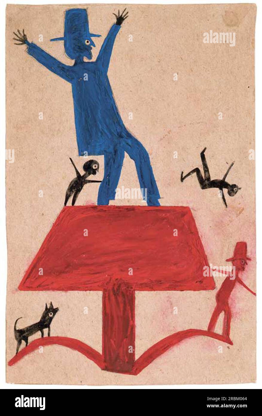 Untitled (Blue Man on Red Object) 1939 by Bill Traylor Stock Photo - Alamy