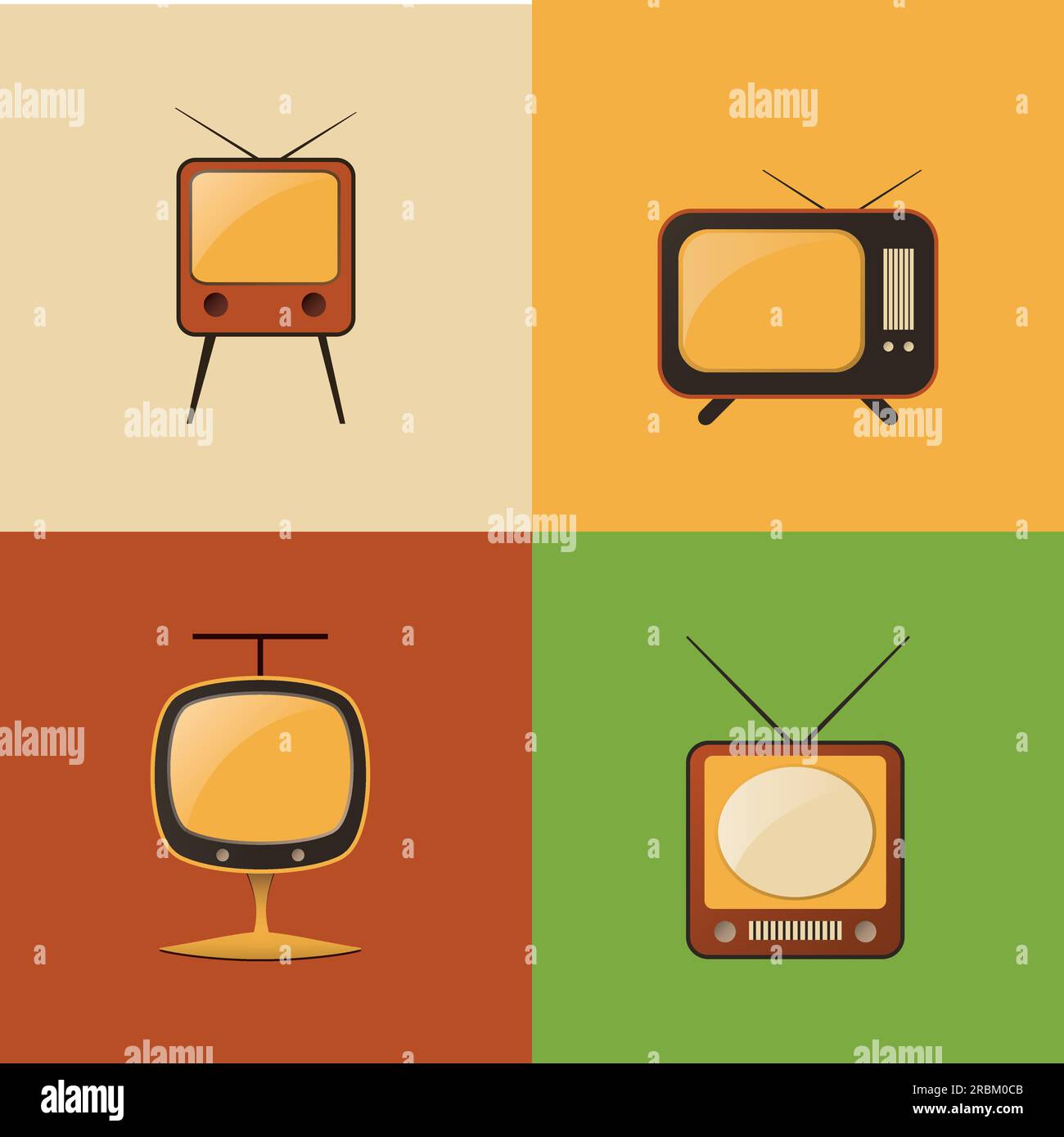 Retro Television Icons Stock Vector Image & Art - Alamy