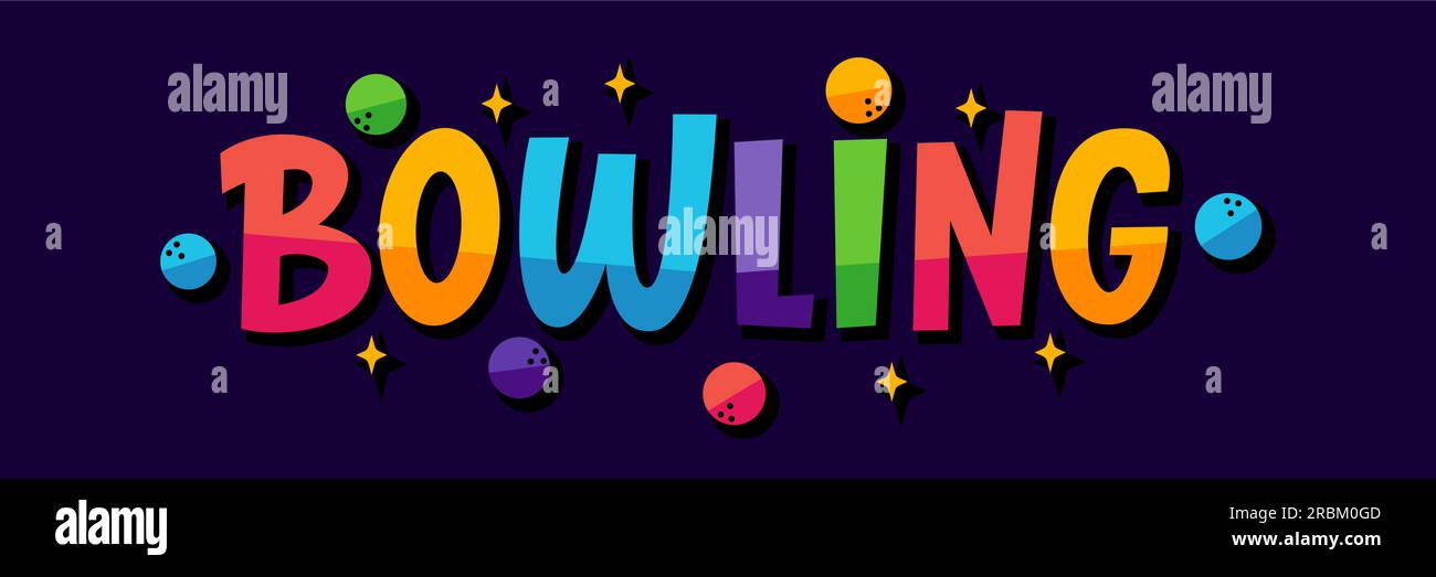 BOWLING logo with balls and stars. BOWLING game. Vector illustration ...