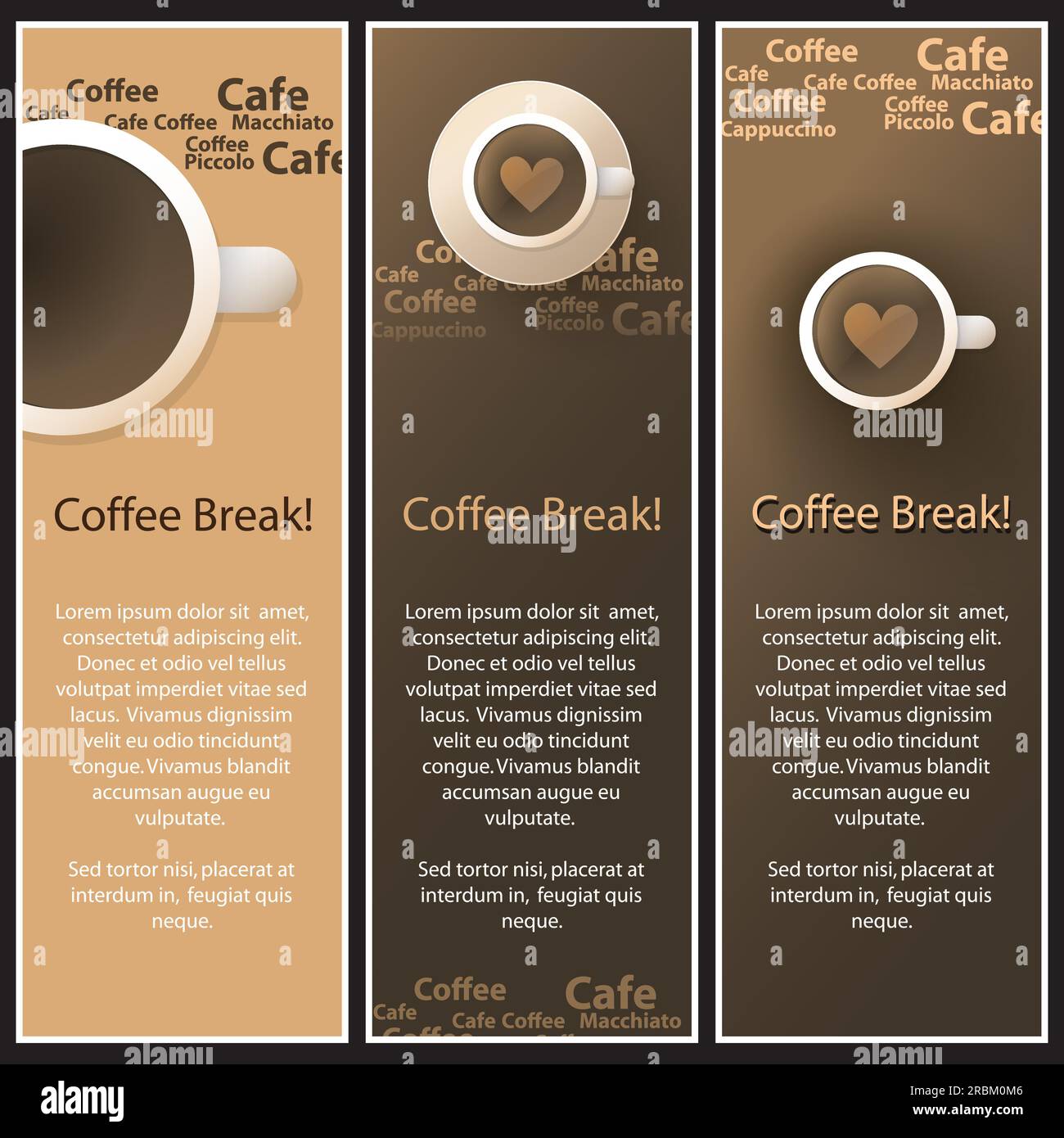 Set of 3 Coffee Shop Banner or Menu Template Designs Stock Vector Image ...