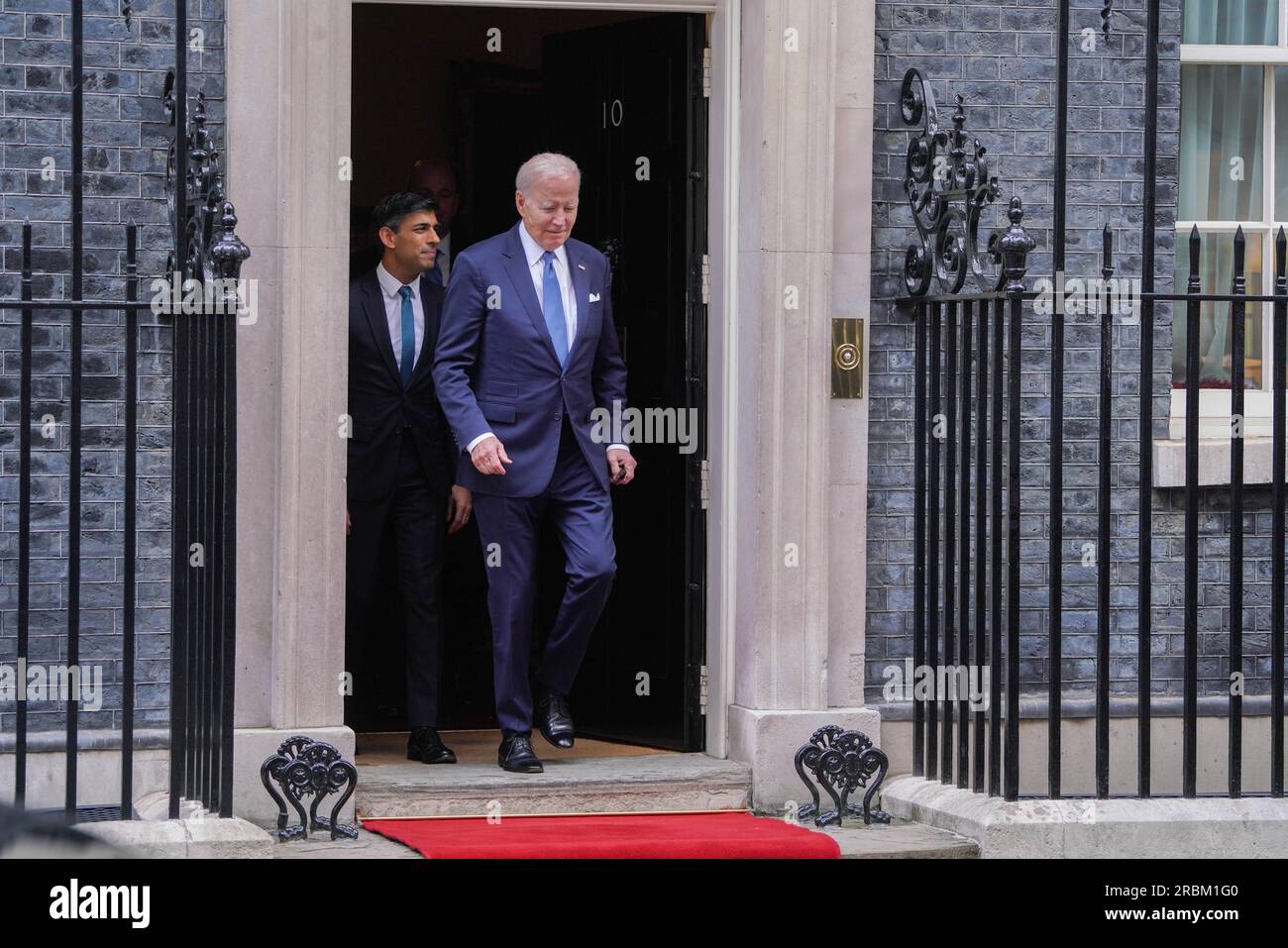 London UK. 10 July 2023 . US President Joe Biden departs following ...