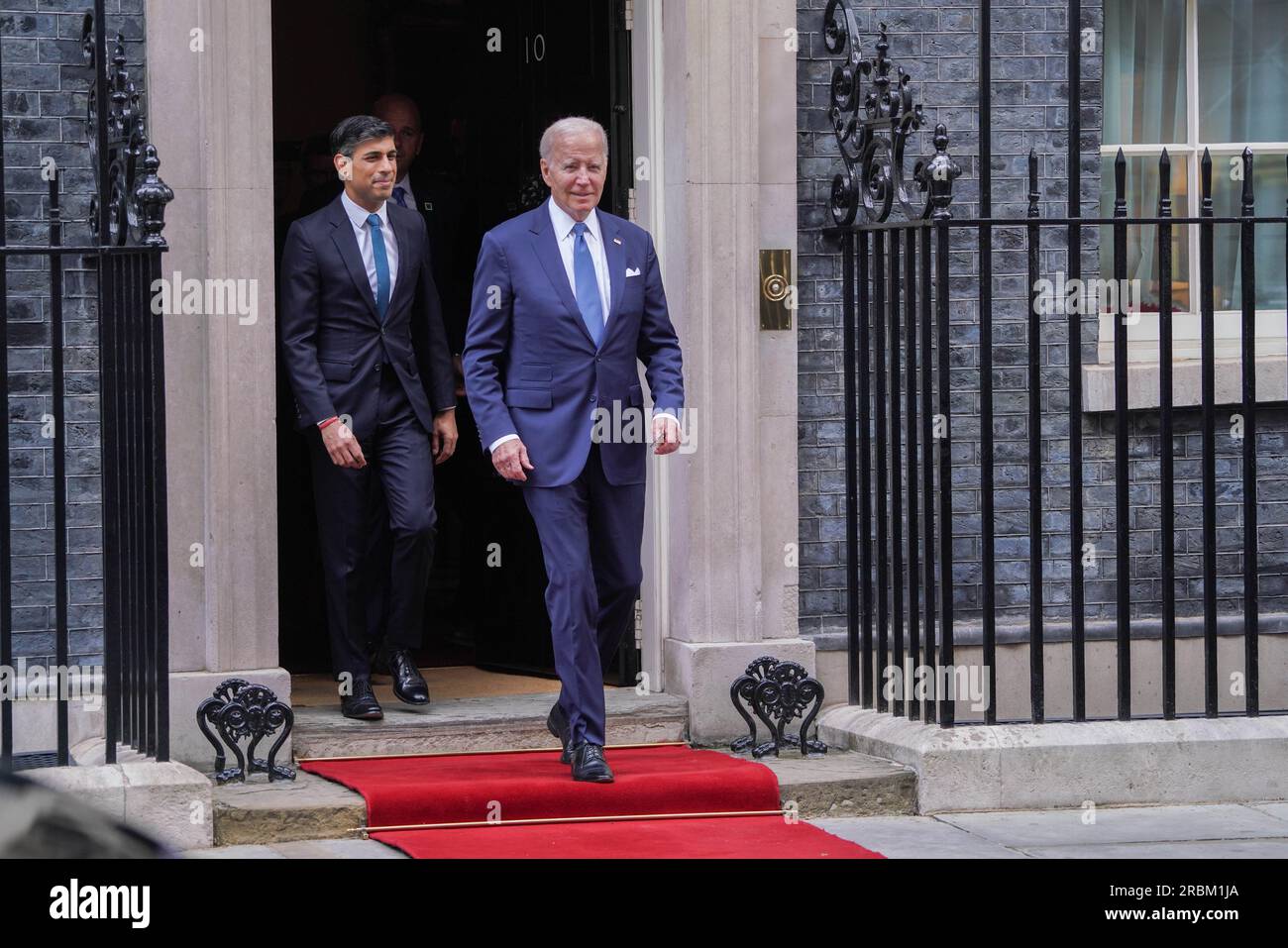 London UK. 10 July 2023 . US President Joe Biden departs following ...
