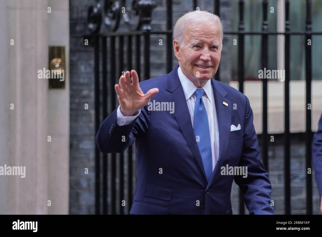 London UK. 10 July 2023 . US President Joe Biden departs following ...