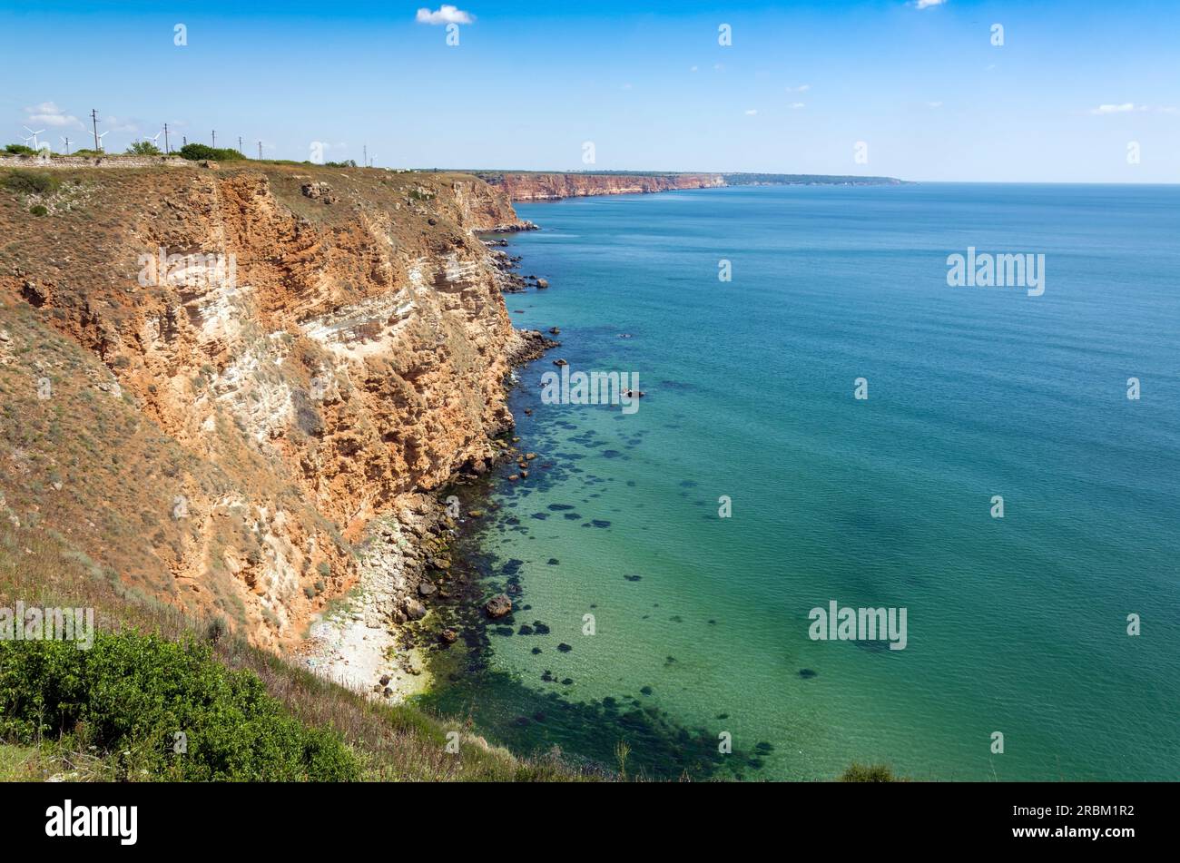 Cape Kaliakra on the Black Sea in Bulgaria. View of the sea and rocks ...