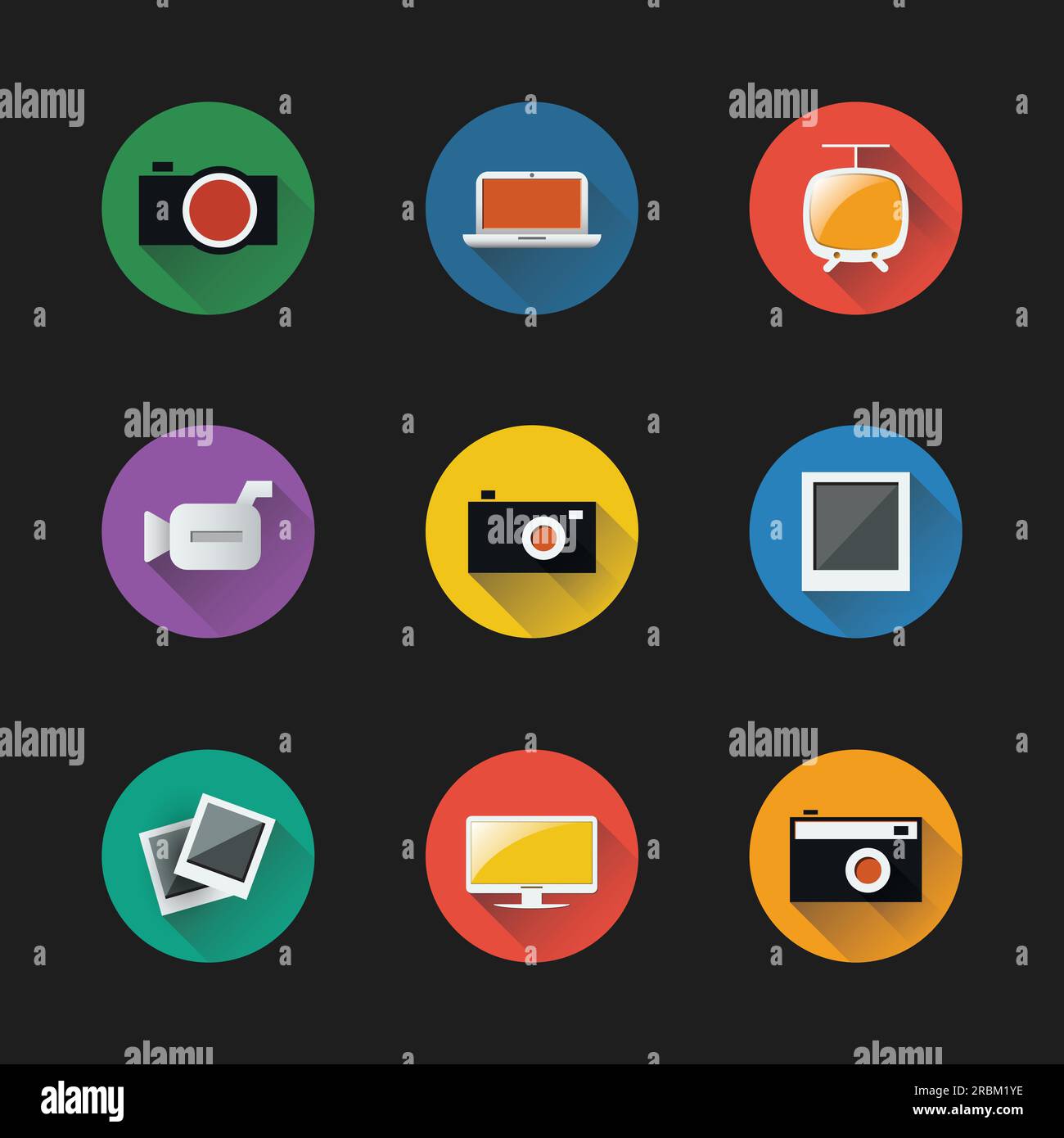 Flat UI Design - Colorful Icon Set of Electronic Devices Stock Vector ...