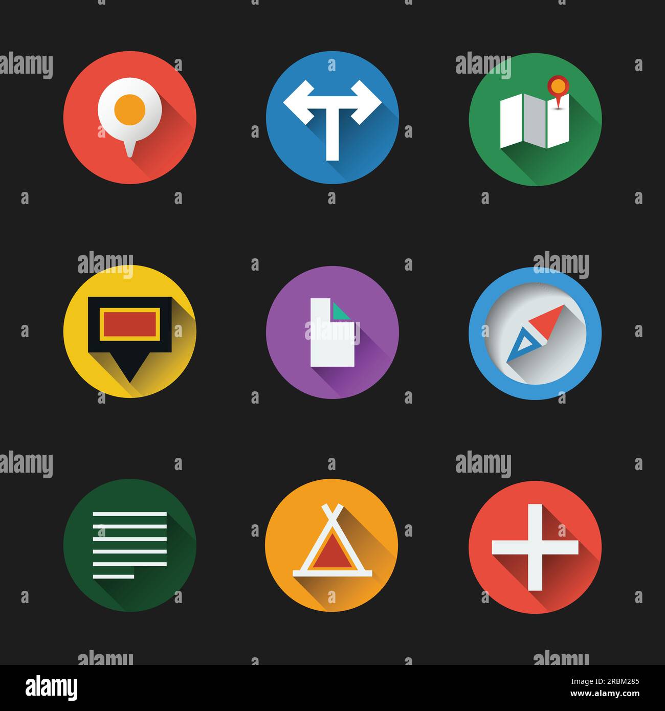 Flat UI Design - Colorful Map Icon Set Stock Vector Image & Art - Alamy