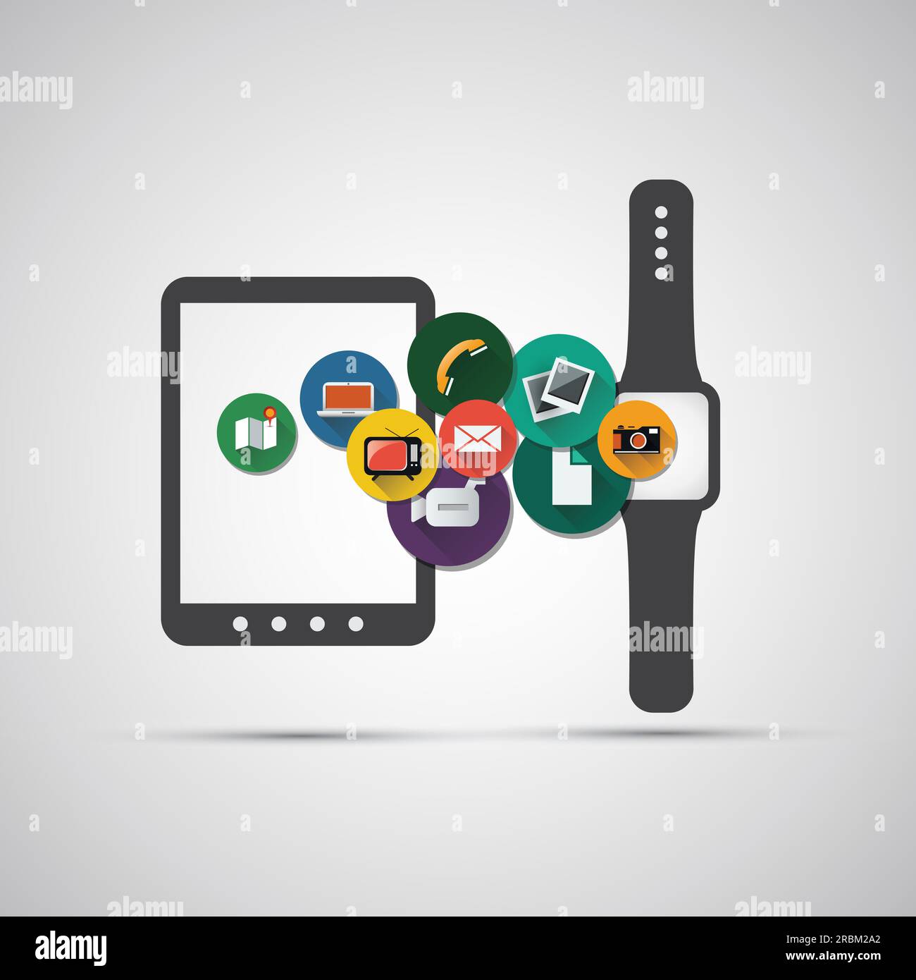 Smart Watch and Mobile Device Communication - Flat UI App Design Stock ...