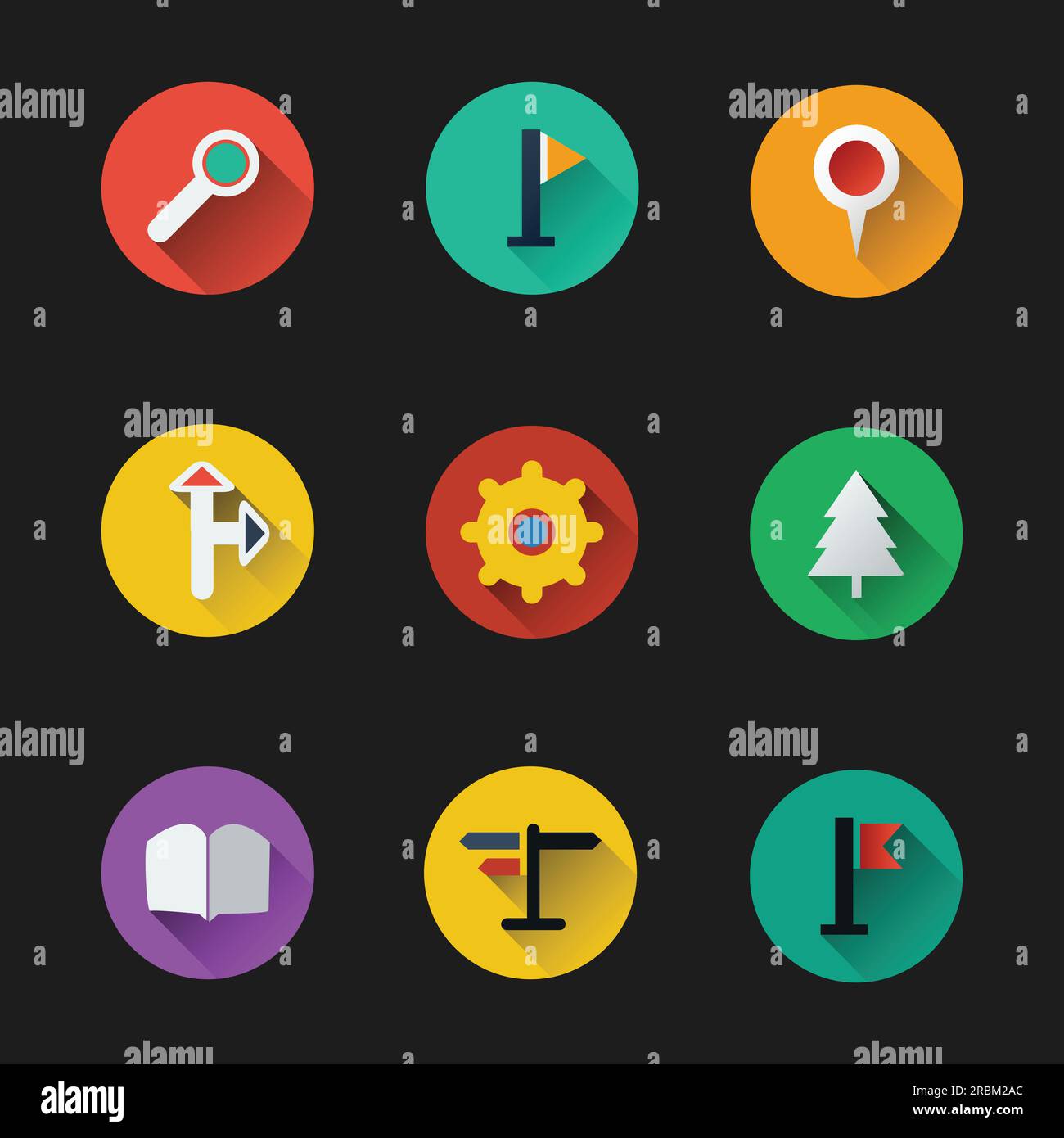 Flat UI Design - Colorful Map Icon Set Stock Vector Image & Art - Alamy