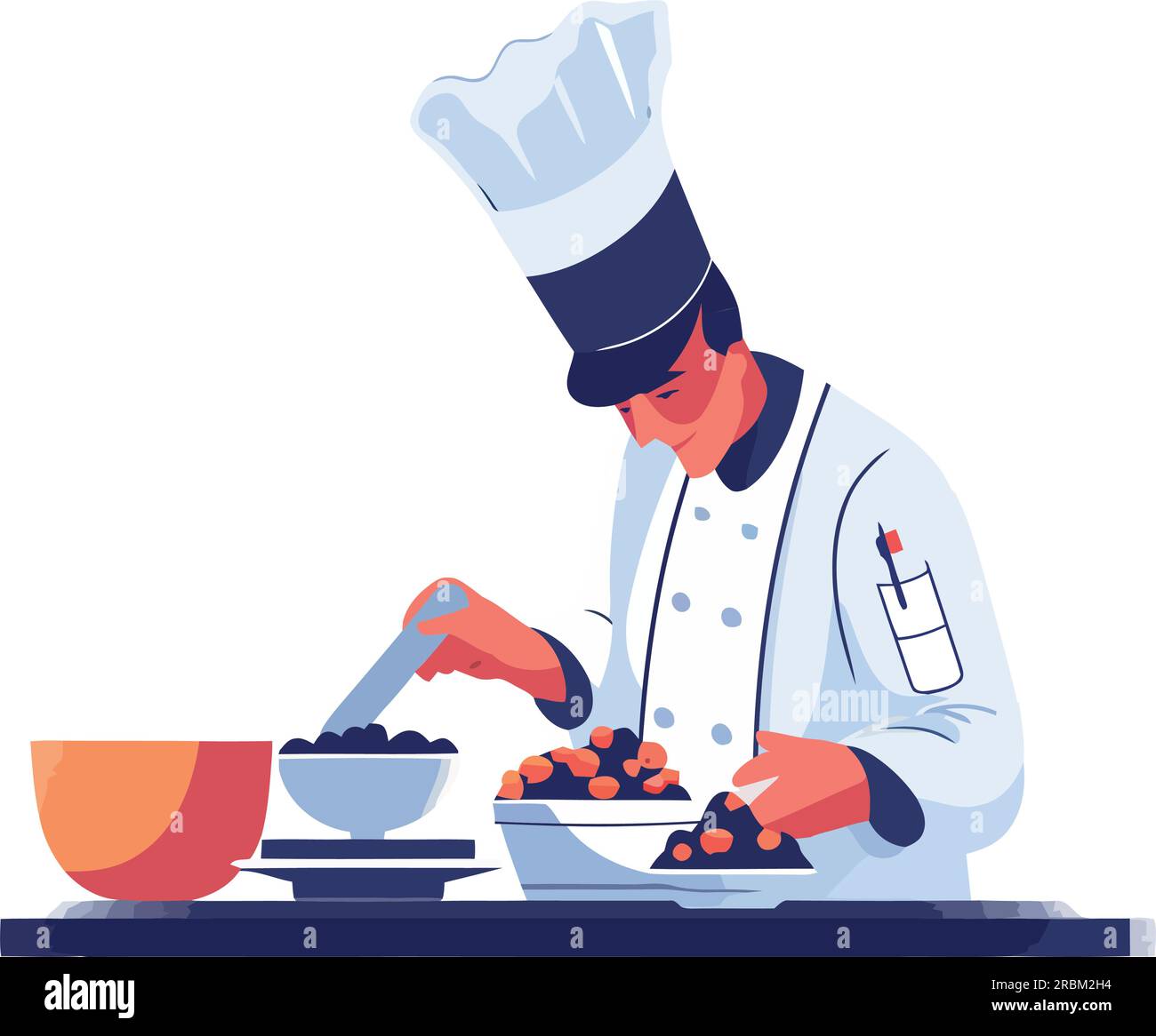 Chef cooking gourmet meal in commercial kitchen Stock Vector Image ...